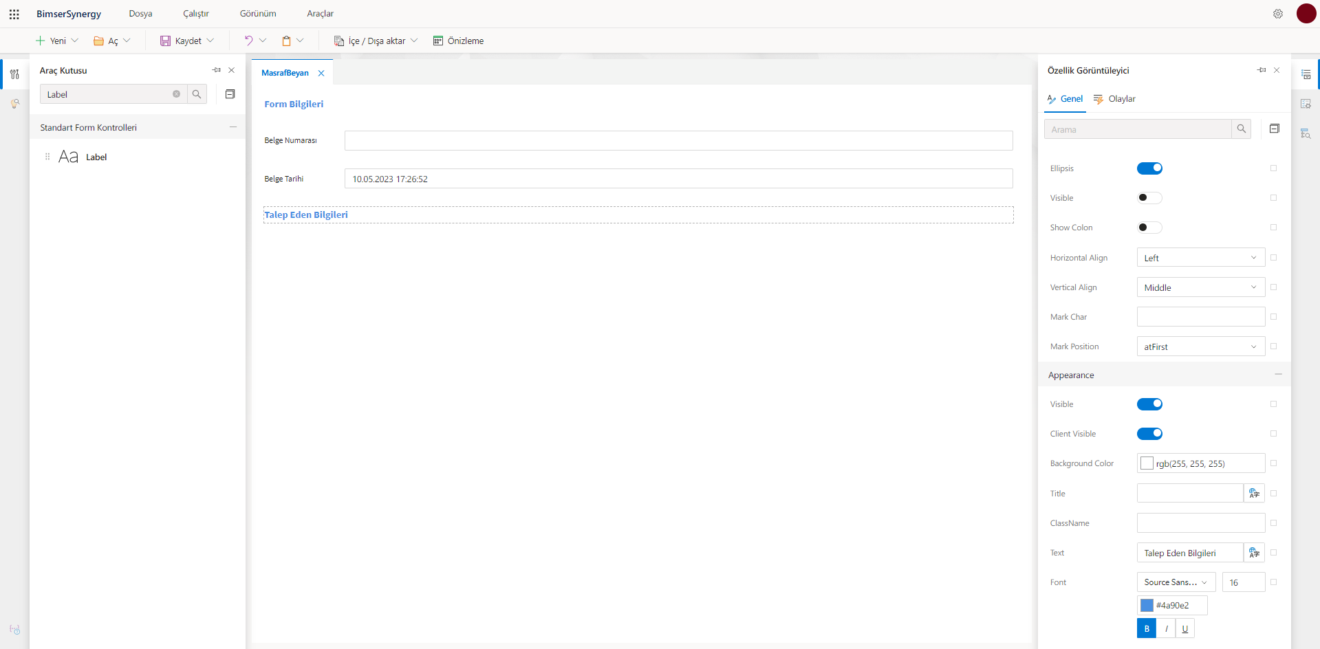 Talep Eden Kullanıcı Bilgileri Bölümü | Bimser